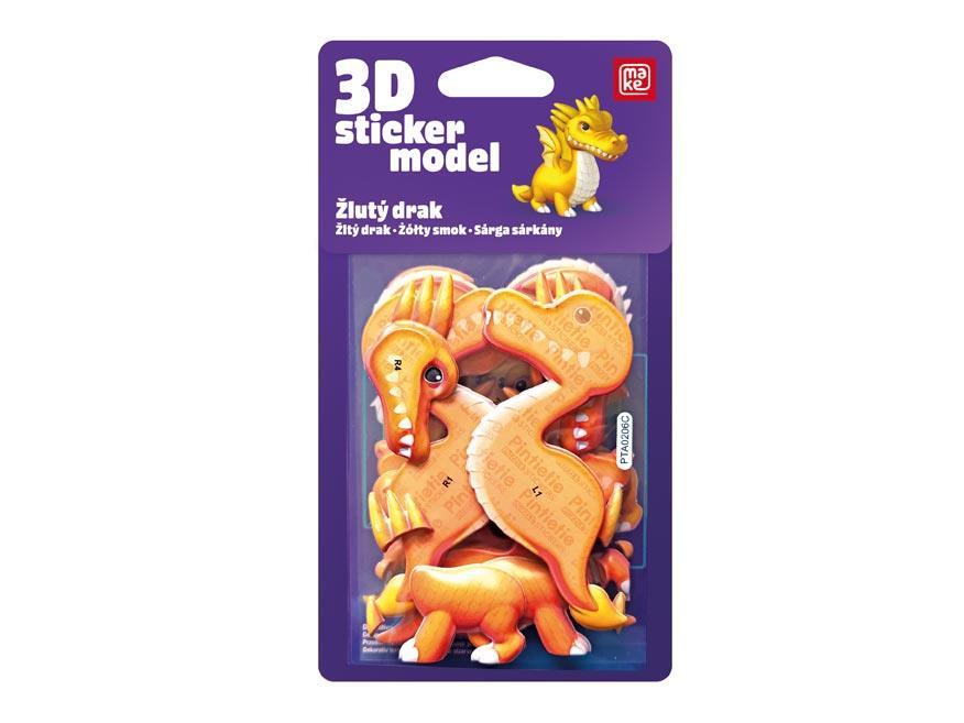 3D Sticker Model Ještěrky Žlutý drak - MAKE- Inky papírnictví