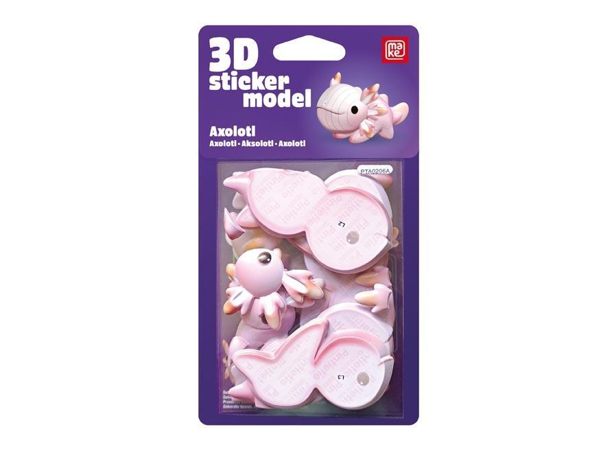 3D Sticker Model Ještěrky Axolotl - MAKE- Inky papírnictví